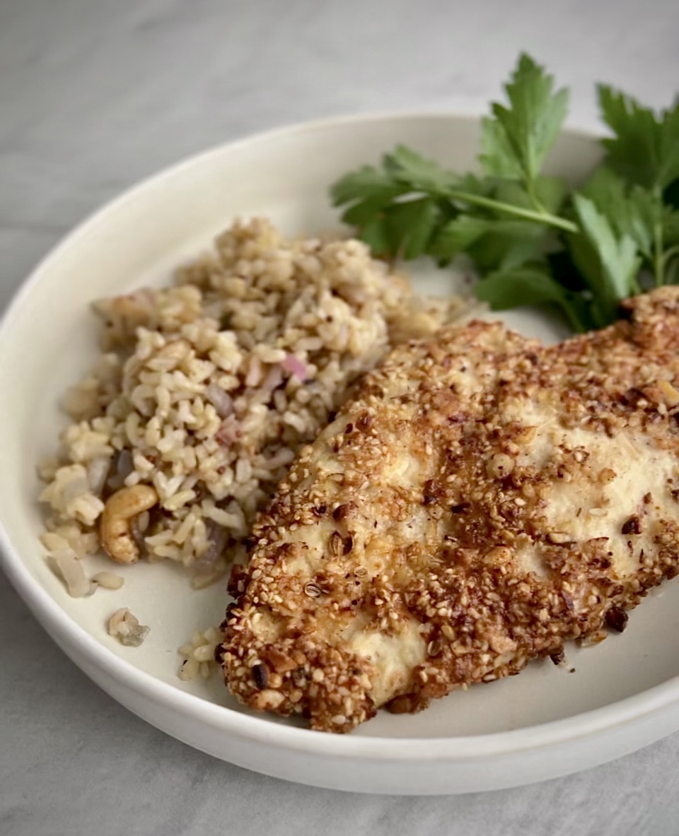 Dukkah Crusted Chicken Breast - A Healthy Hunger
